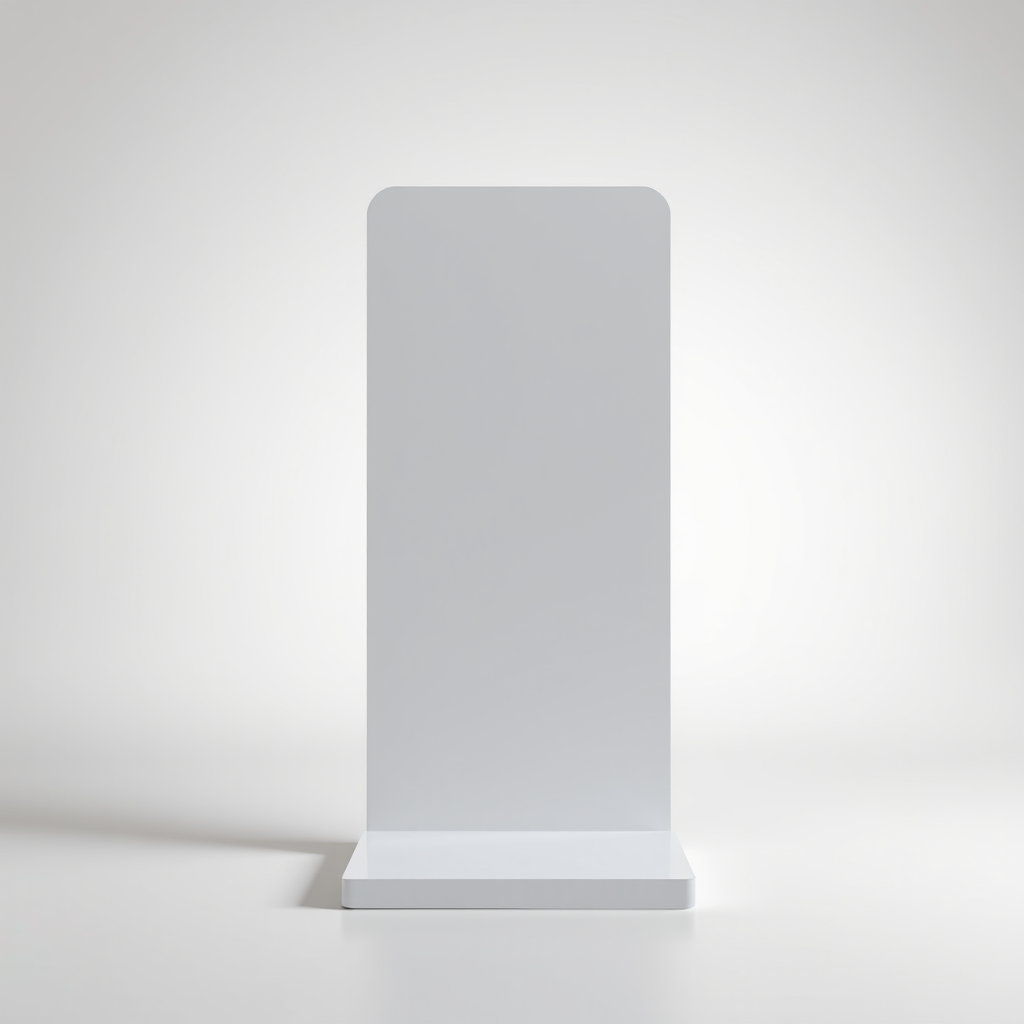Minimalist White Display Stand Against a Softly Lit Neutral Background