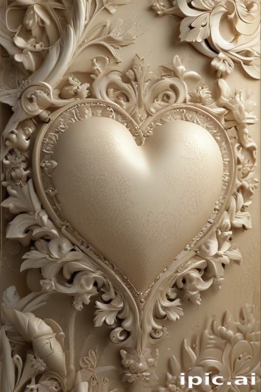 Elegant Heart Design Surrounded by Intricate Floral Patterns and Details