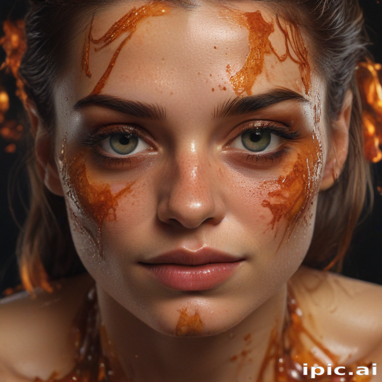 Striking Portrait of a Woman with Artistic Orange Face Paint Design