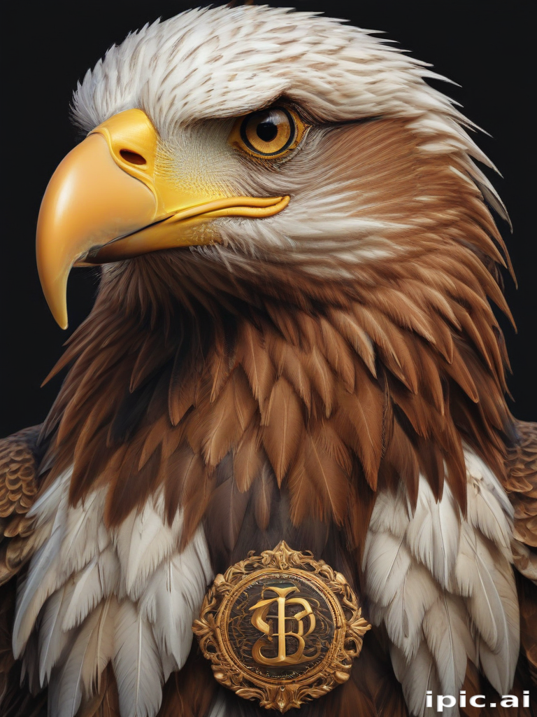 Majestic Eagle Portrait with Intricate Feather Details and Emblematic ...