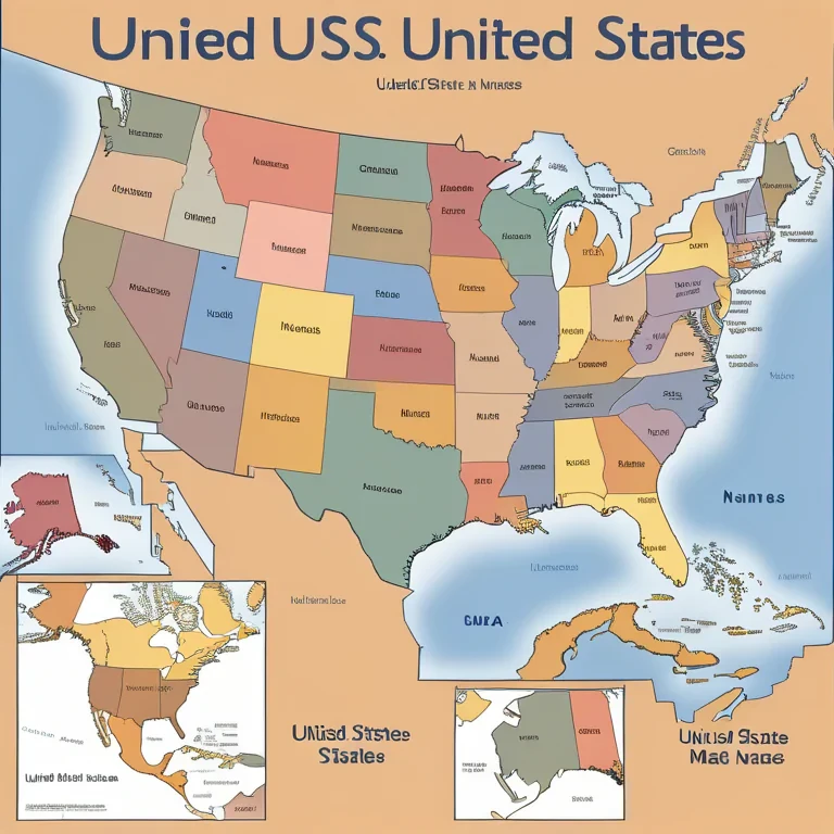 Detailed Map Illustrating the United States with State Names and Borders