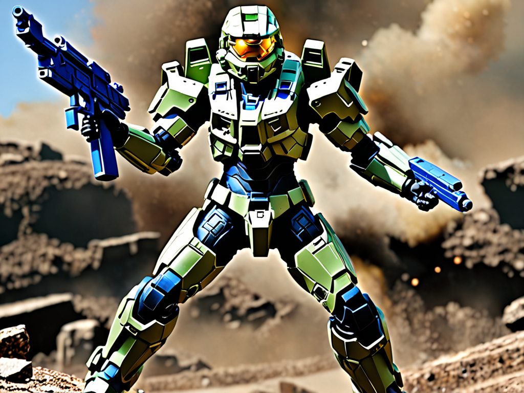 Master Chief fighting against destiny gundam