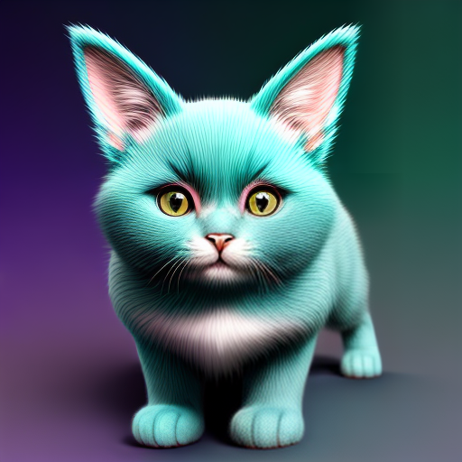 cat rabbit, floppy ears, teal fur, purple eyes, tail tuft
