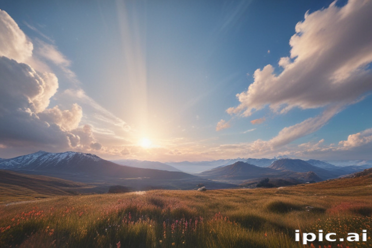 Majestic Sunrise Over Rolling Hills with Stunning Mountain Range in ...