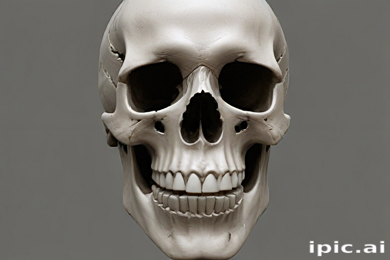 Realistic Human Skull Model Displaying Intricate Bone Structure and Details