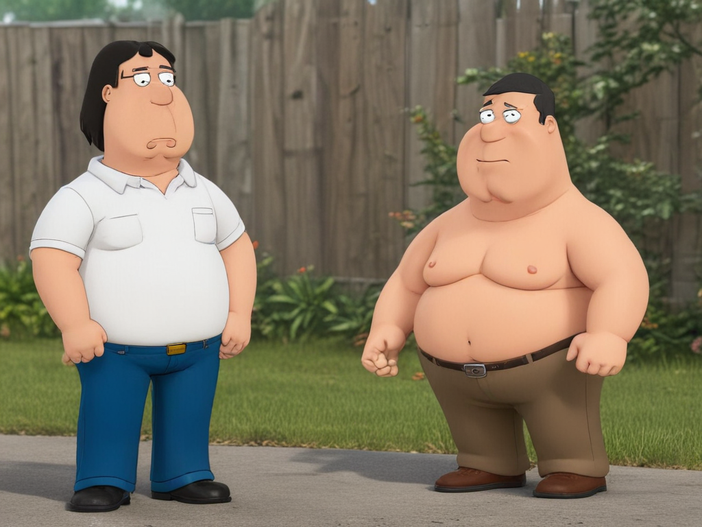 Quagmire and joe from family guy standing next to eachother