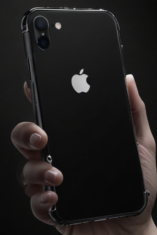 Close-Up of a Hand Holding a Sleek Black Apple Smartphone