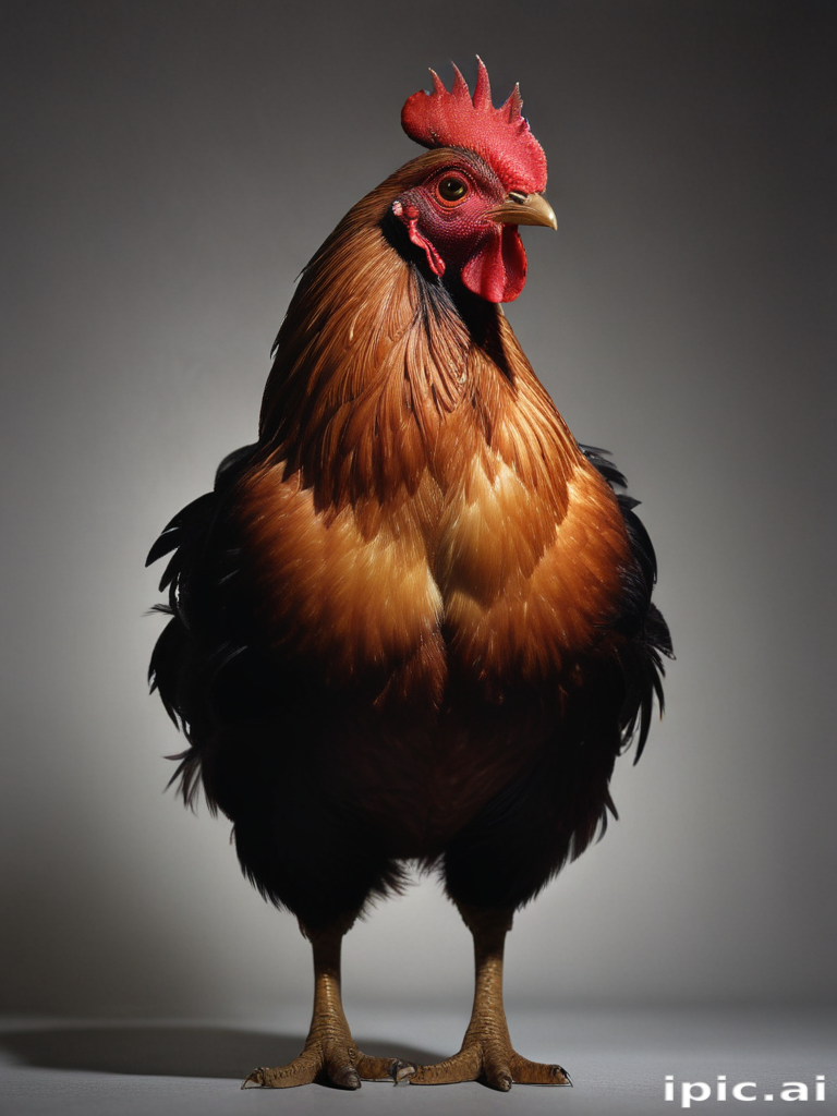 Majestic Rooster Standing Proudly with Vibrant Feathers and Striking ...