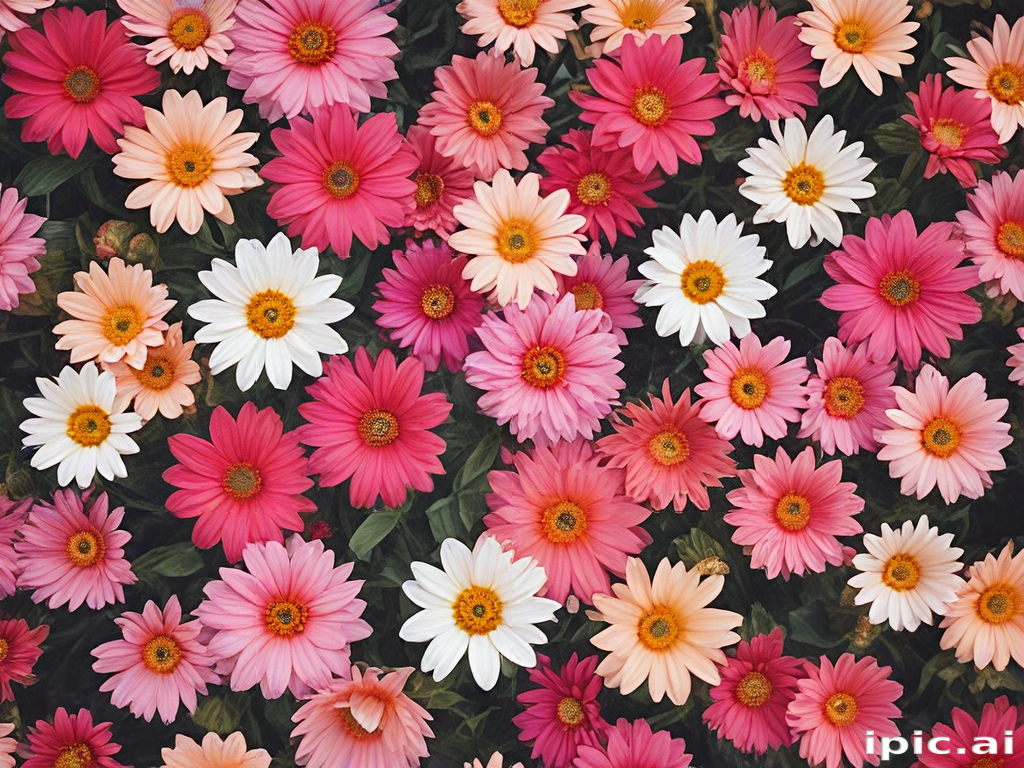 A Vibrant Display of Colorful Flowers in Full Bloom Across the Field.
