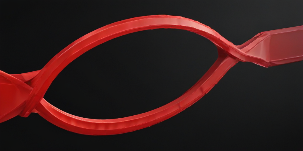 Artistic Close-Up of a Unique Red Eyewear Design Against a Dark Background