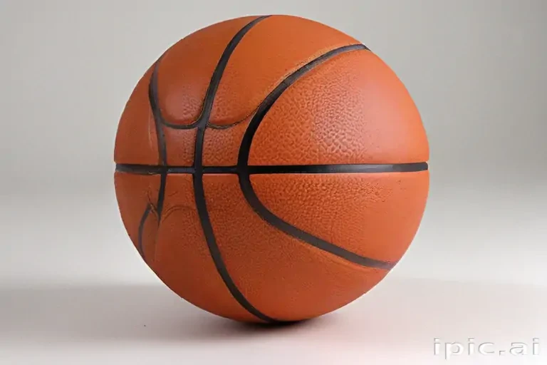 Realistic Close-Up of a Textured Orange Basketball on a Neutral Background
