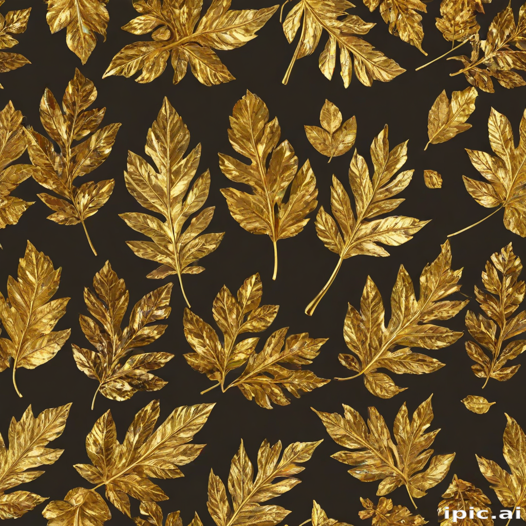 Elegant Golden Leaves Pattern on a Rich Dark Background for Stunning Decor