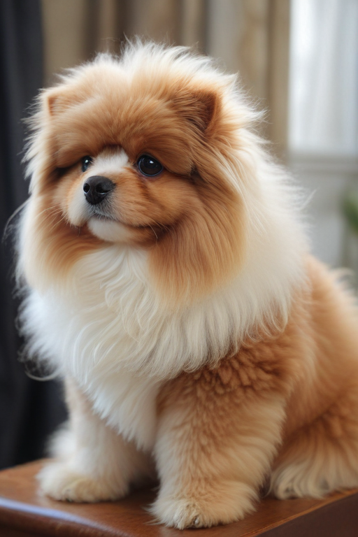 A Fluffy Pomeranian Dog with Adorable Features and Playful Expression.