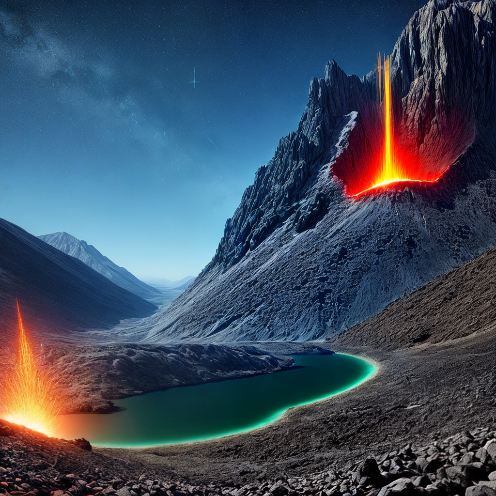sci fi volcano inside of a person