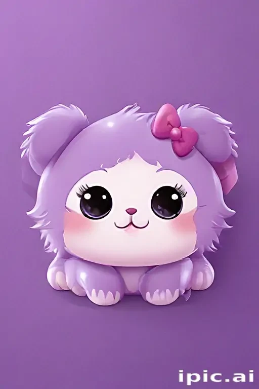 Adorable Purple Puppy Character with Big Eyes and Cute Bow Design