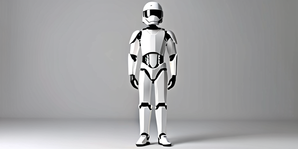 customer services humanoid standing with white background make it full body