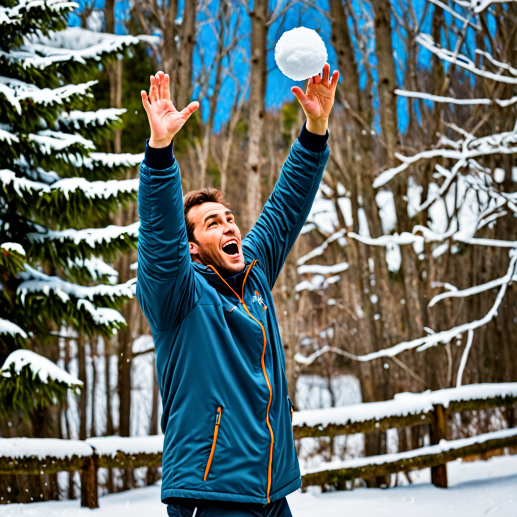 a man throwing a snowball