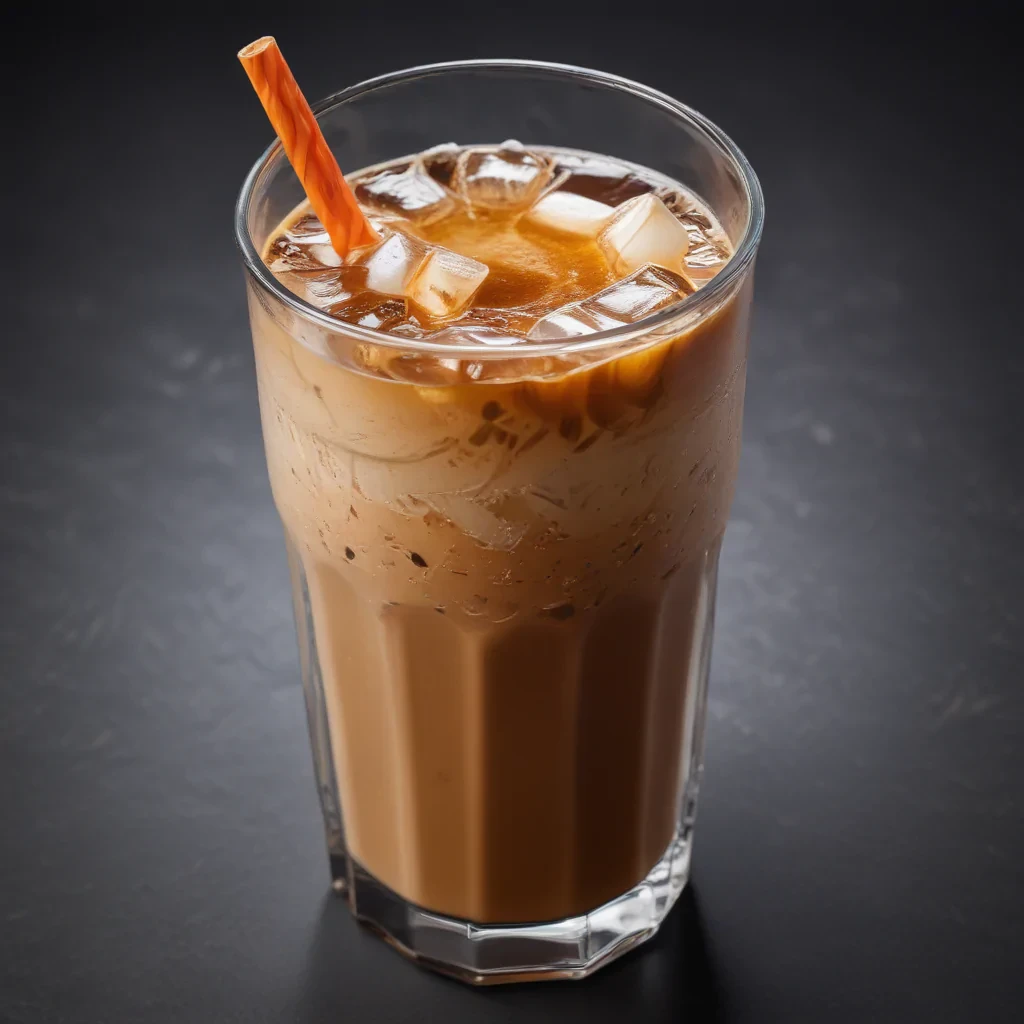 Refreshing Iced Coffee Beverage with Ice Cubes and a Straw