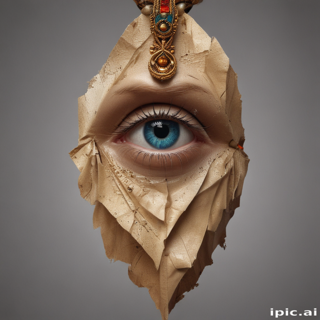 An Intriguing Eye Emerging from a Shattered and Textured Surface