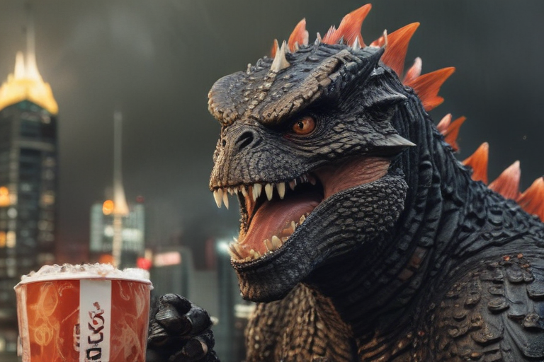 Godzilla eating kong