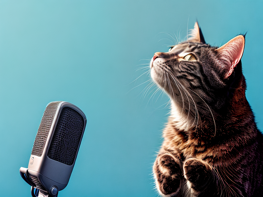 cat singing into a microphone