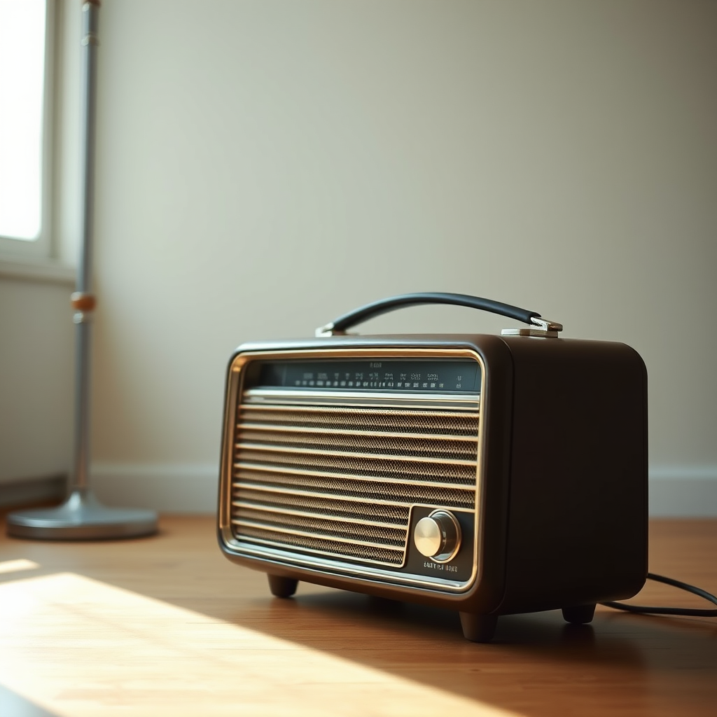 Vintage Radio Sitting Elegantly in a Bright, Minimalist Room