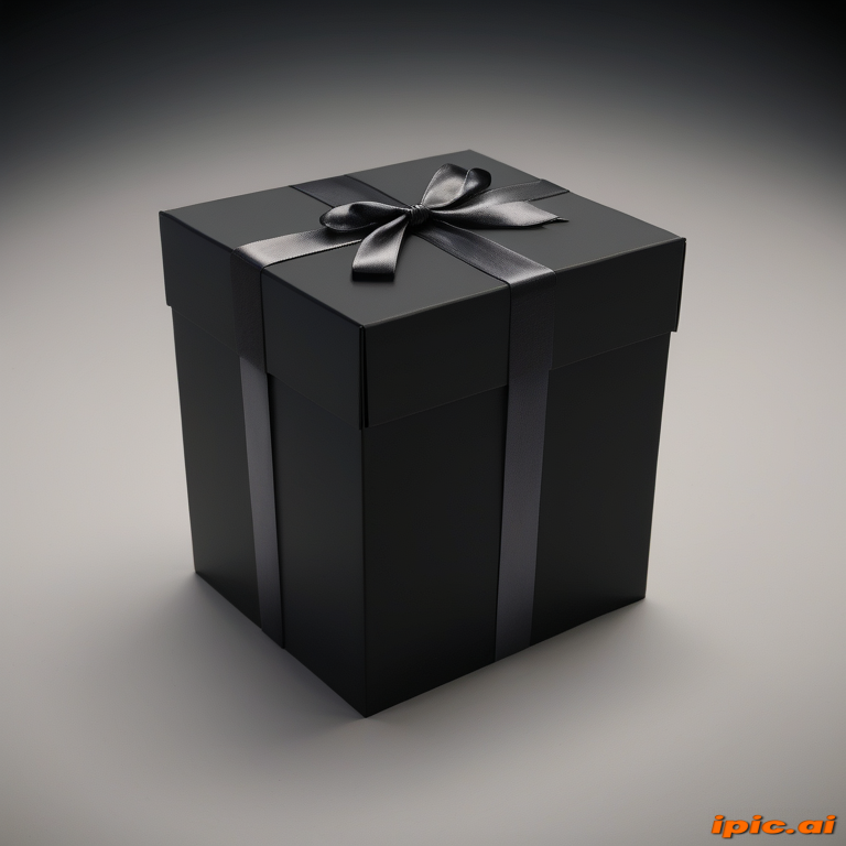 A Elegant Black Gift Box Tied with a Shiny Satin Ribbon.