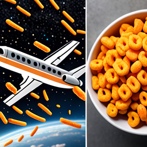 Create a giant angry and scary Cheetos by flying a plane in space