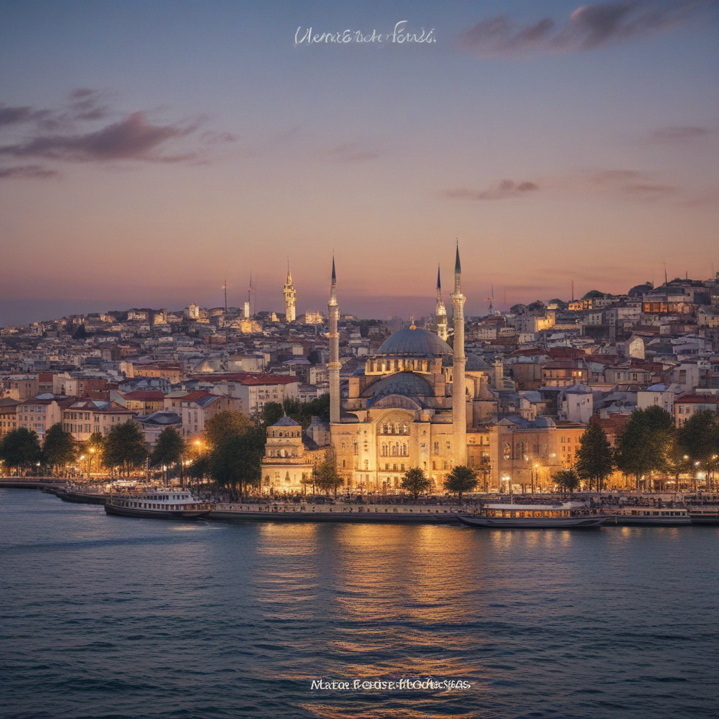 Generate an image of Istanbul with the text overlay 'Vodimo te u ...