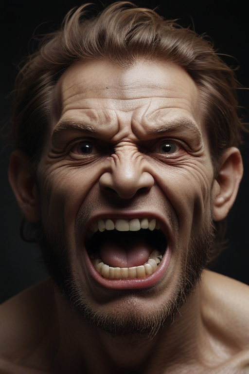 Intense Expression of Anger Captured in a Close-Up Portrait