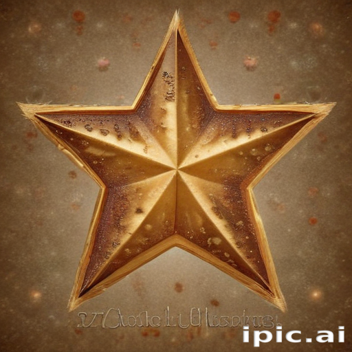 A Golden Star with Intricate Textures Set Against a Brown Background.