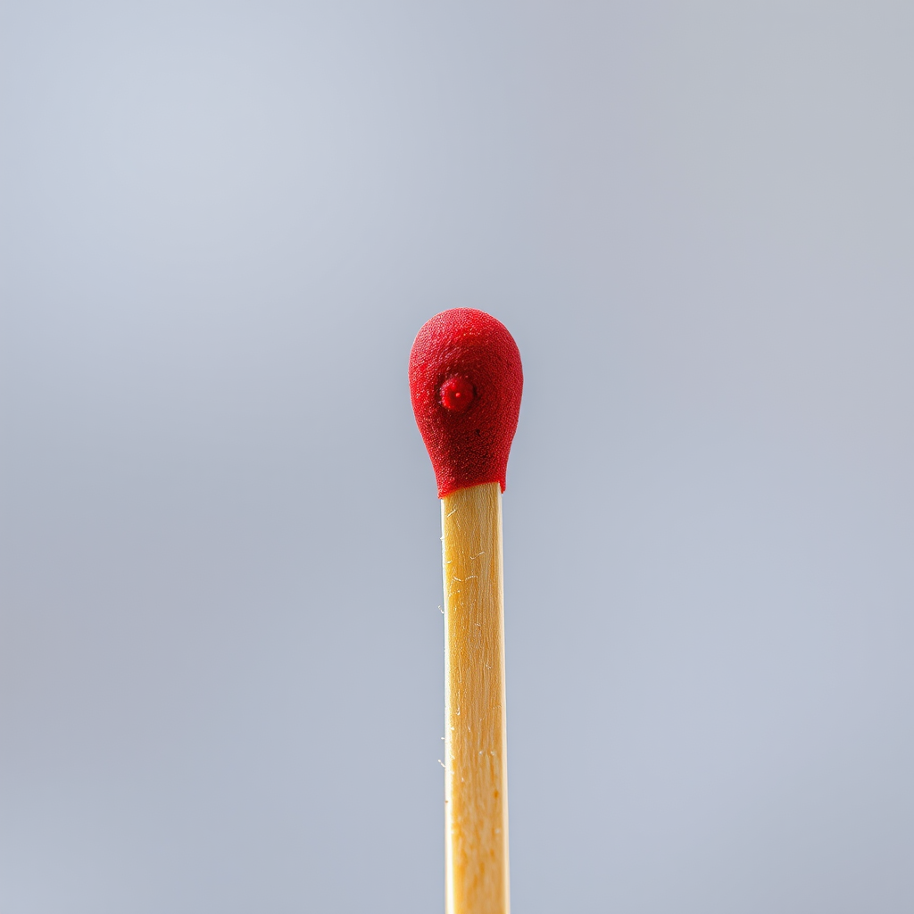 Close-Up of a Single Matchstick with a Bright Red Head