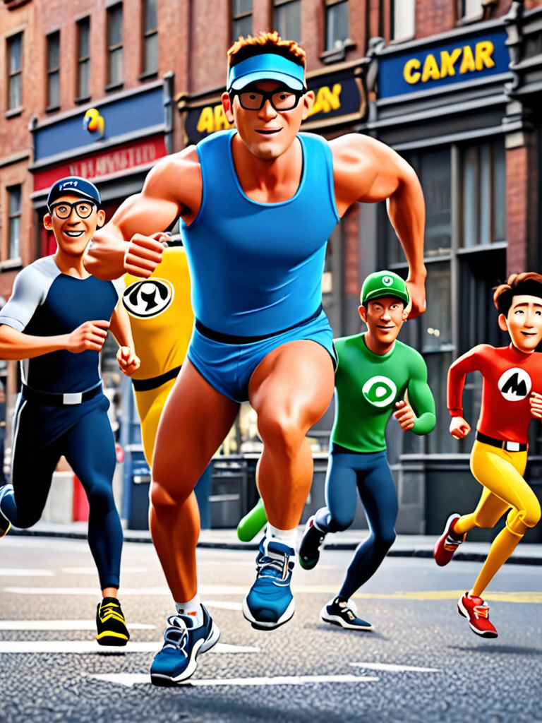 running man style film pixar
