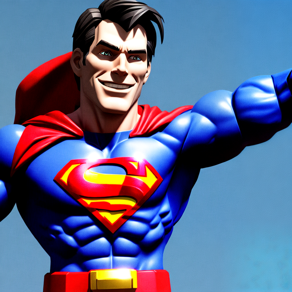 Beautiful, vivid, joyful Smile Superman, Low Poly art