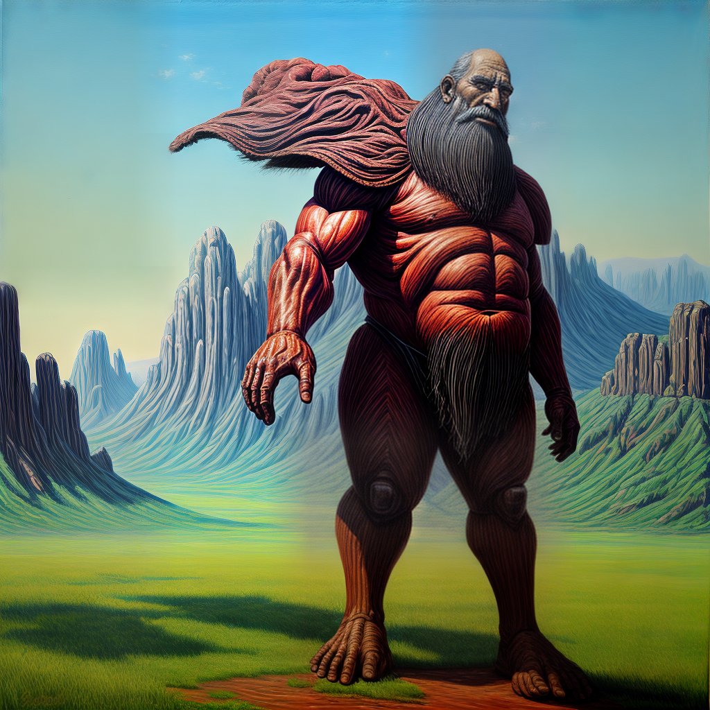 Oil painting of a giant from Genesis bool