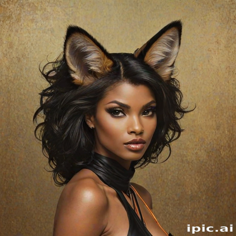 Enchanting Portrait of a Woman with Playful Fox Ears and Stunning Hair