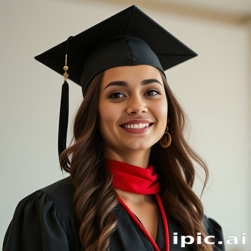 Joyful Graduate in Cap and Gown Celebrating Academic Achievement and ...