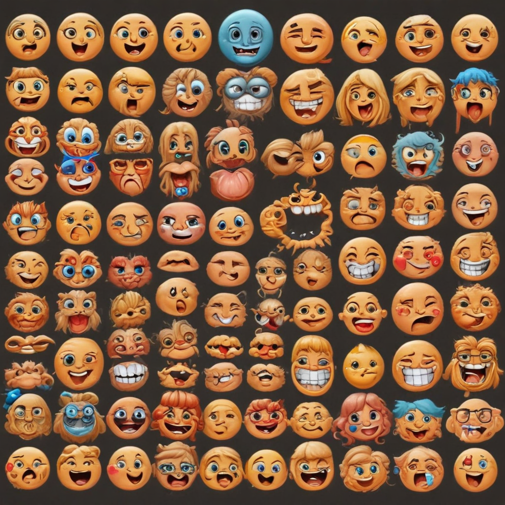 A Colorful Collection of Expressive Emoji Faces Showing Various ...
