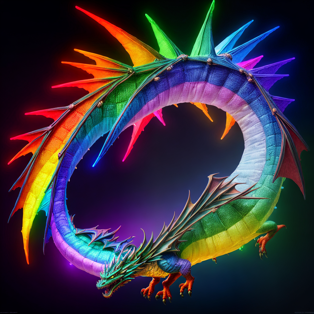 Rainbow Dragon, digital art, 4k, HD, detailed render, defined features ...