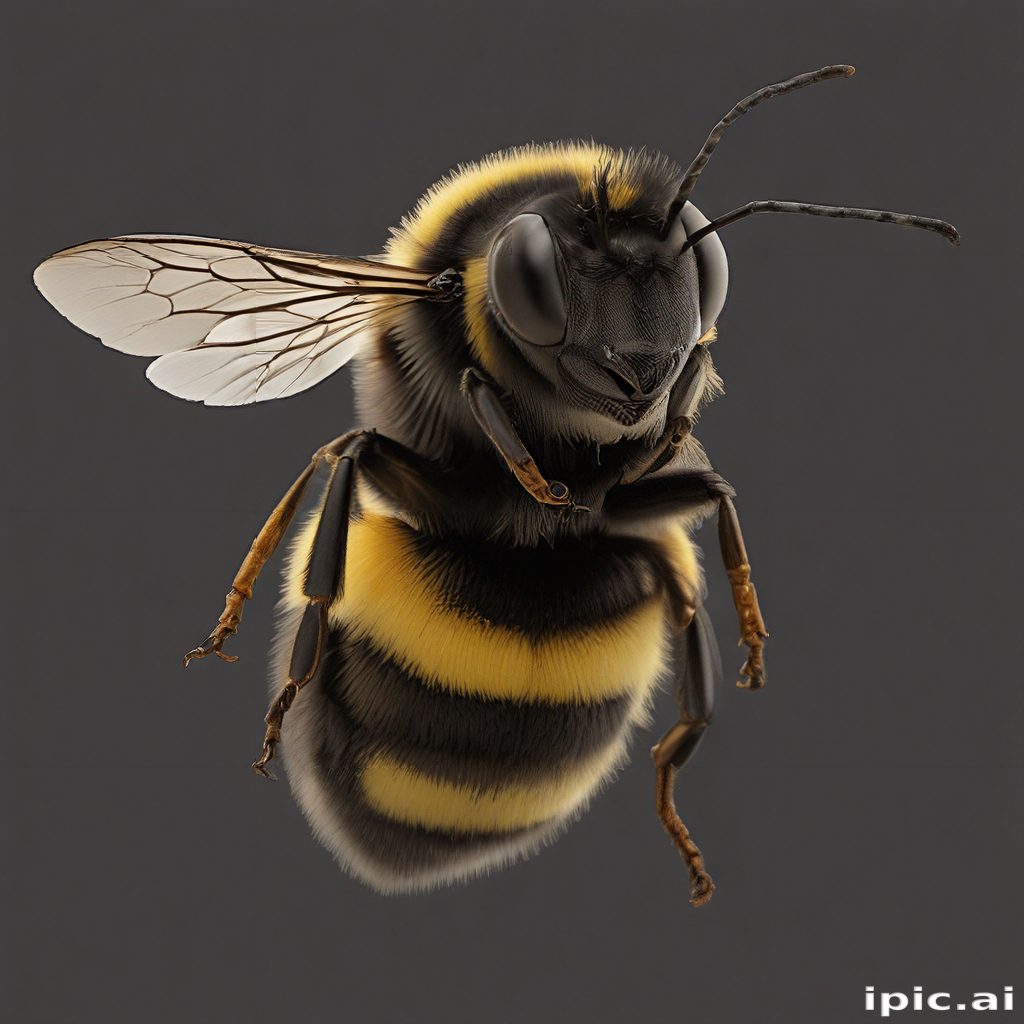 Close-Up View of a Realistic Bumblebee with Detailed Features and Textures