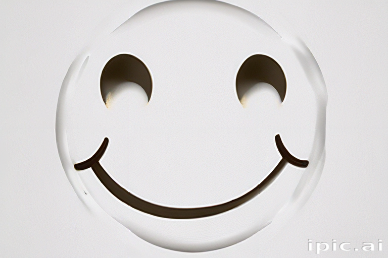 Playful Smiley Face Cutout on a Plain White Background for Cheerful Vibes
