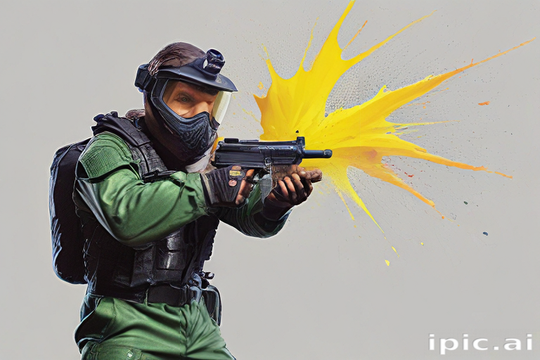 Dynamic Action Scene Featuring Soldier with Gun and Colorful Explosion ...