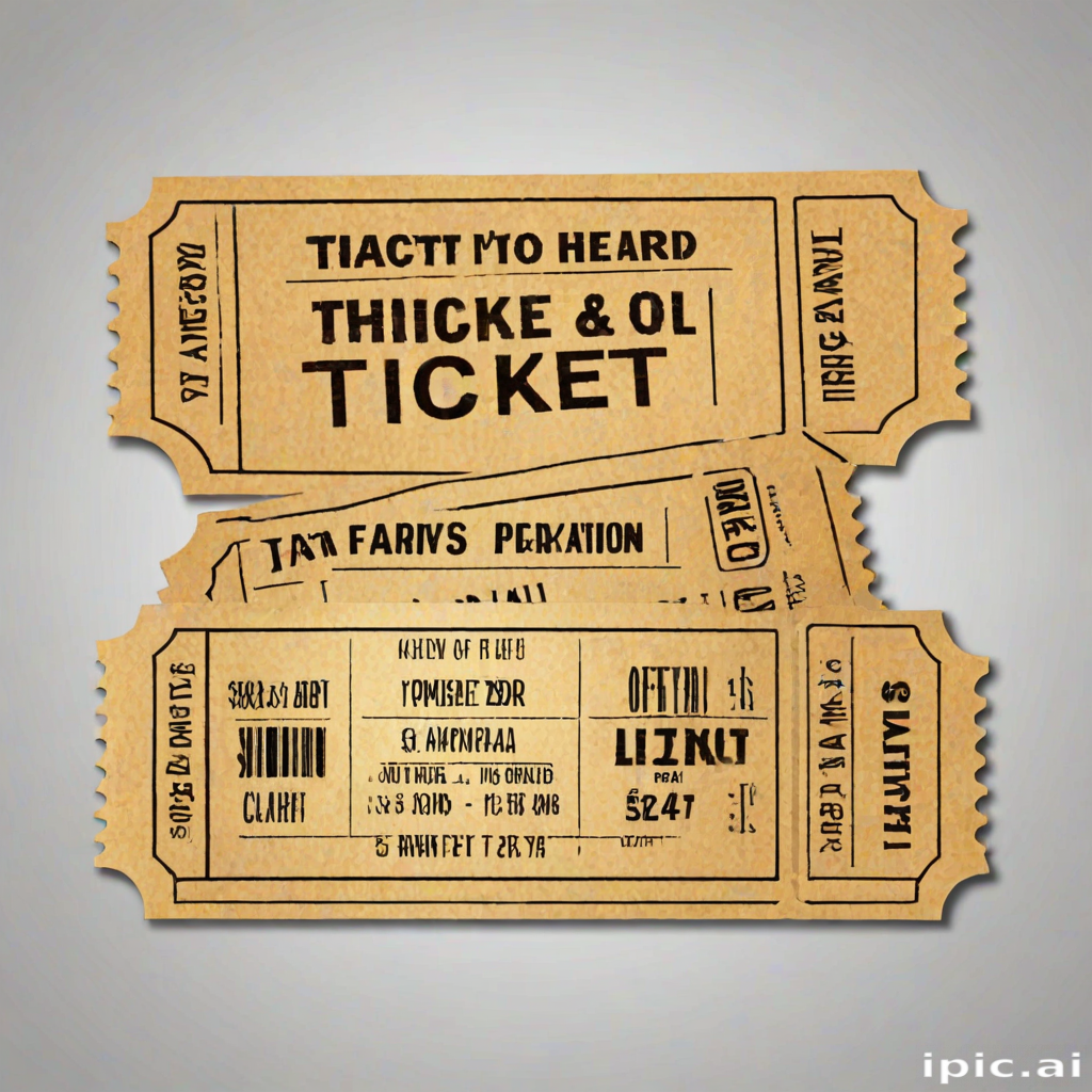 Vintage Style Ticket Design Featuring Various Event Information and Details