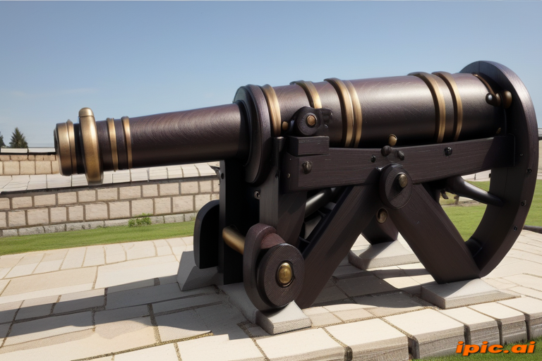 Historical Replica of a Classic Cannon Displayed Against a Clear Sky