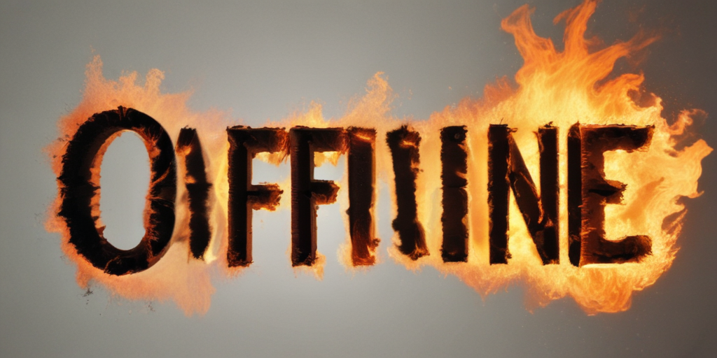 The word OFFLINE on fire