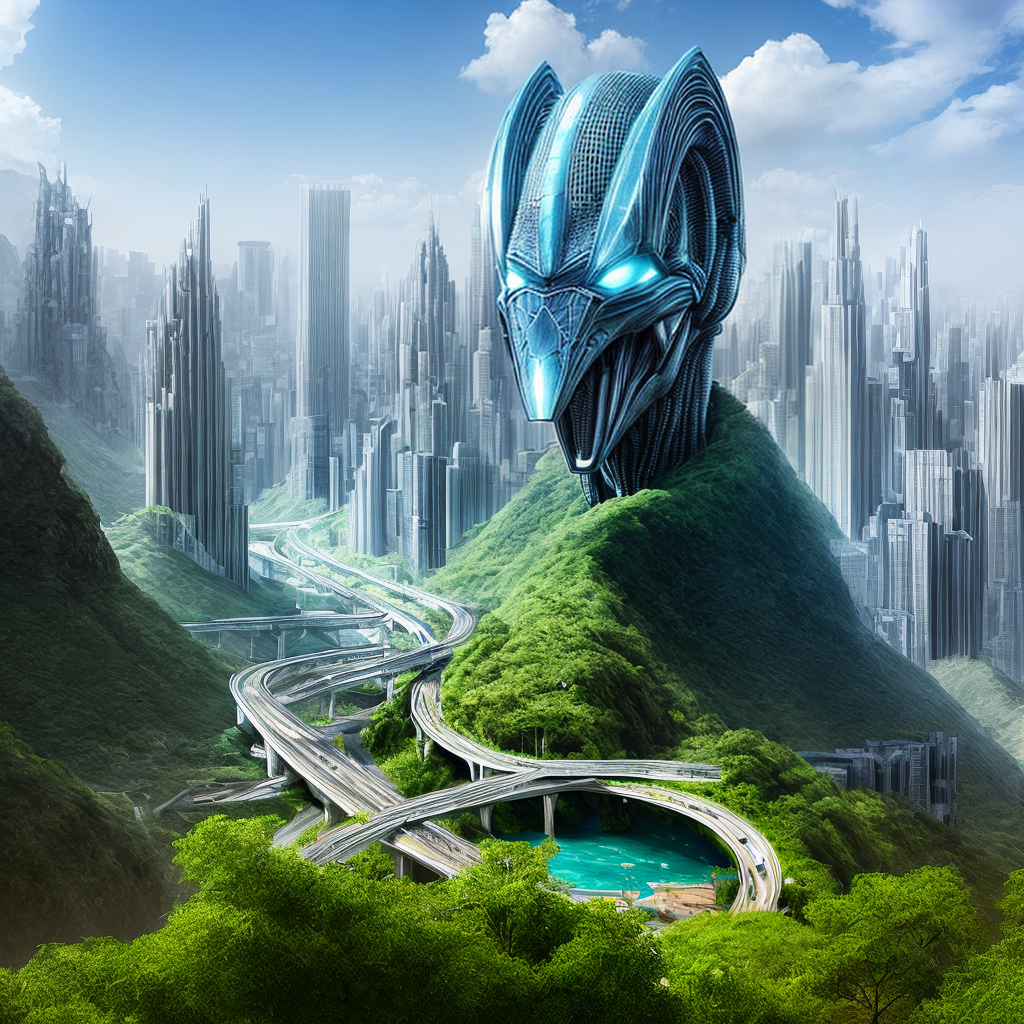 alien hi-tech fantasy city