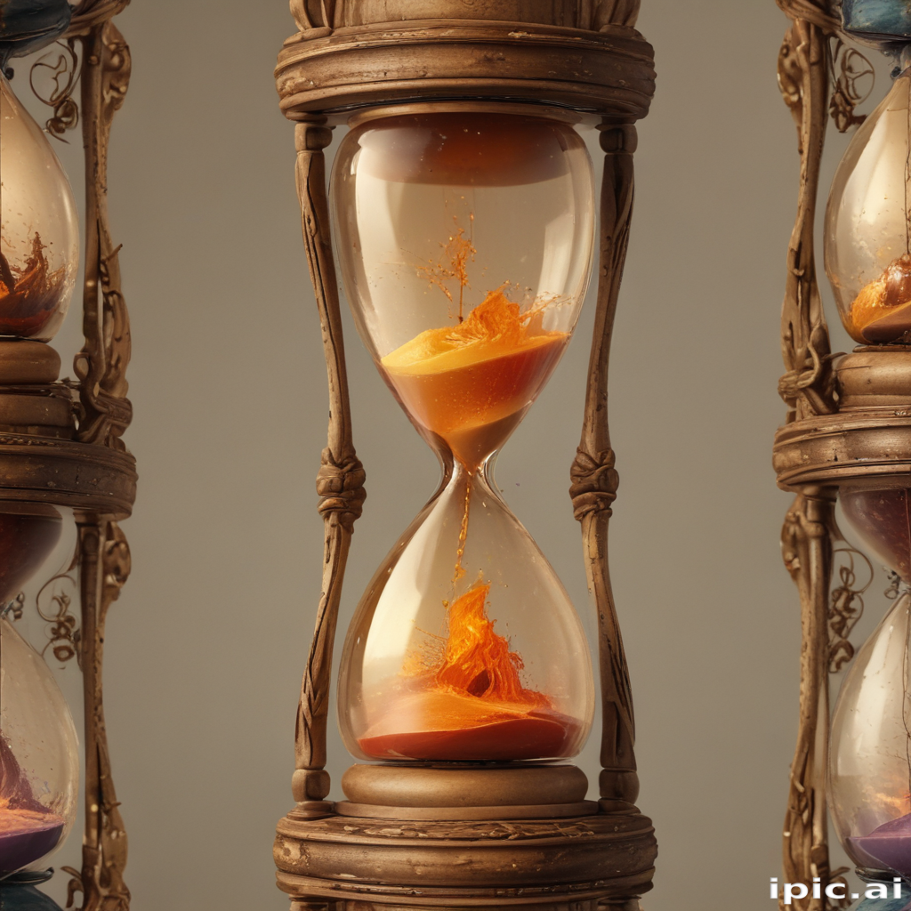 An Artistic Hourglass Displaying Vibrant Colored Sand Flowing ...