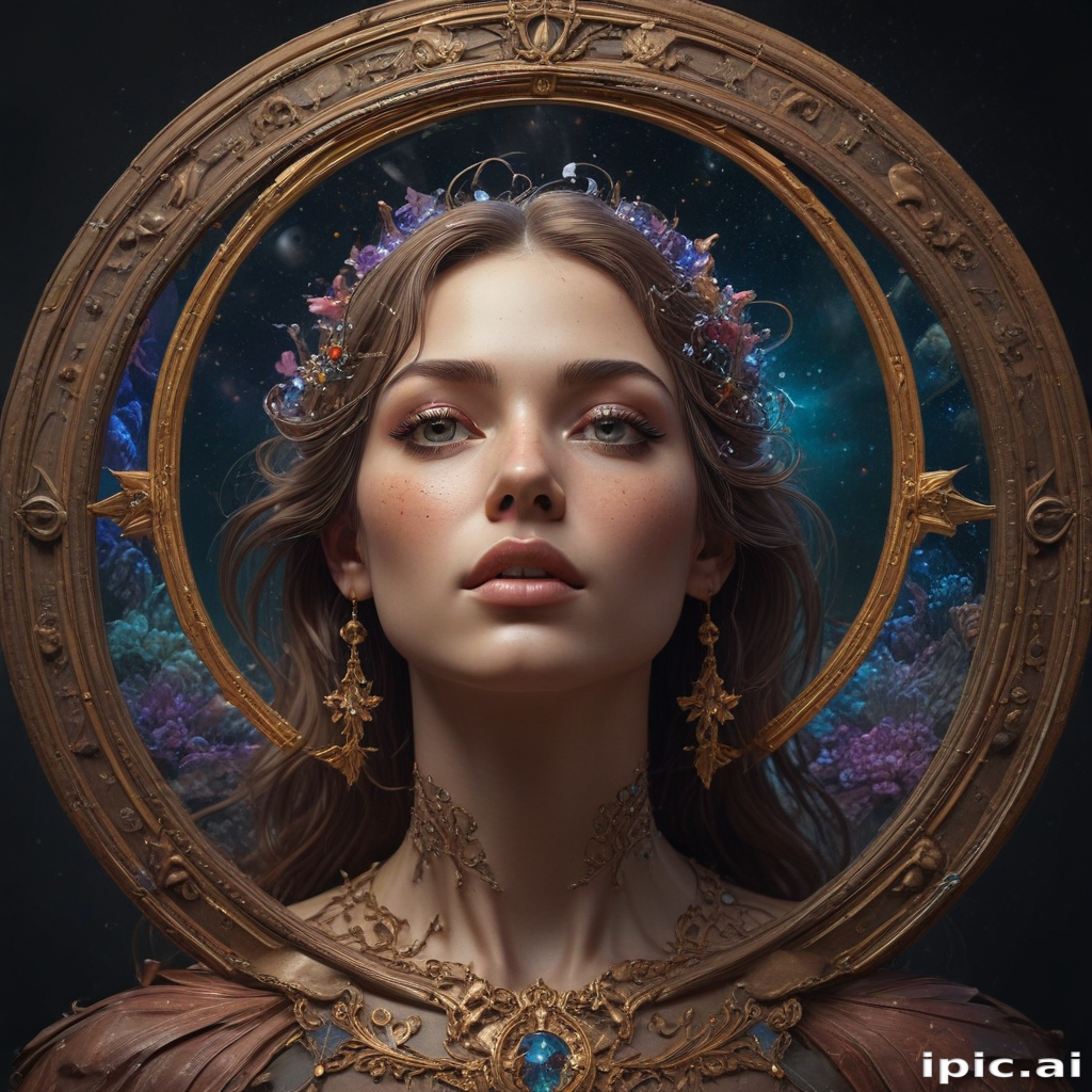 Enigmatic Portrait of a Celestial Princess Surrounded by Cosmic Beauty