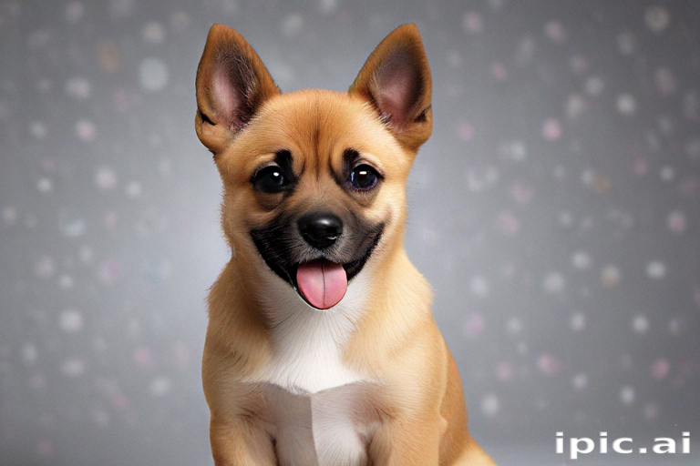 A Playful Puppy Smiling Happily Against a Colorful Bokeh Background.