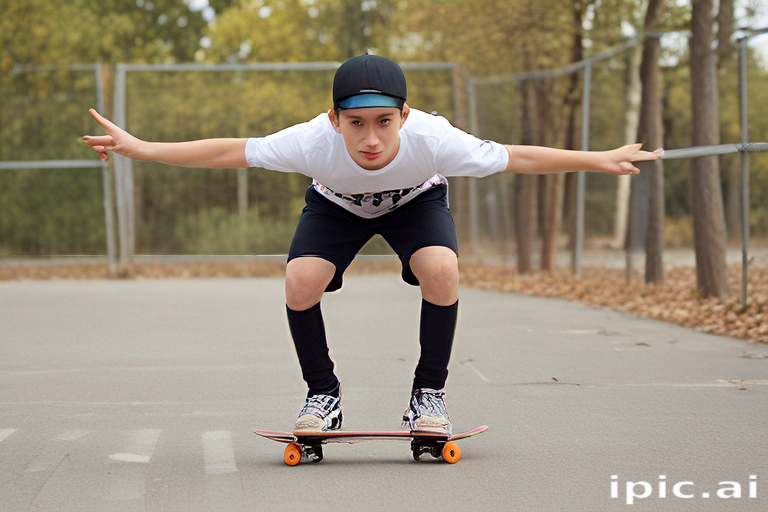 Young Skater Performing a Dynamic Trick on a Skateboard Outdoors